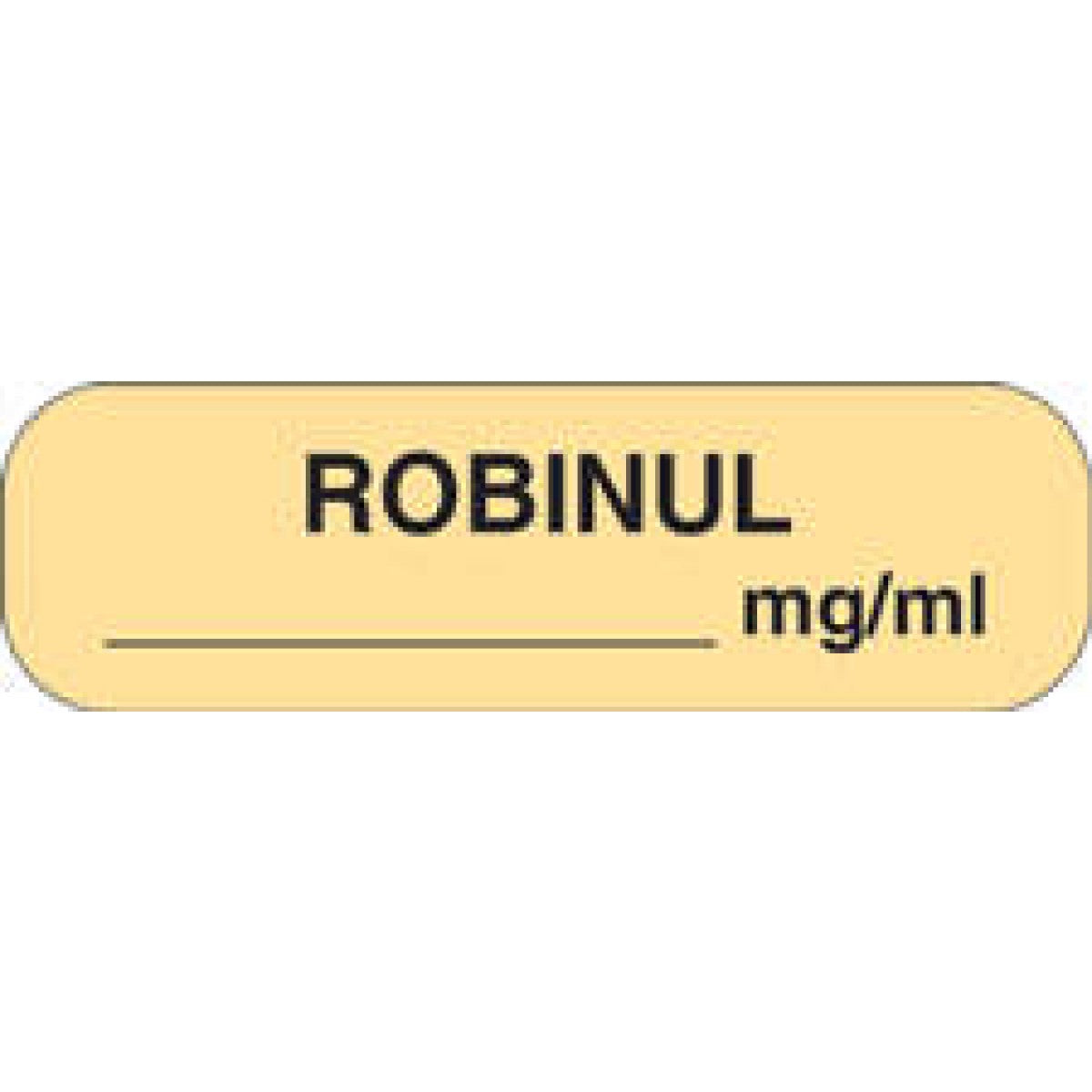 Anesthesia Label (Paper, Permanent) Robinul Mg/Ml 1 1/4" X 3/8" Tan ...