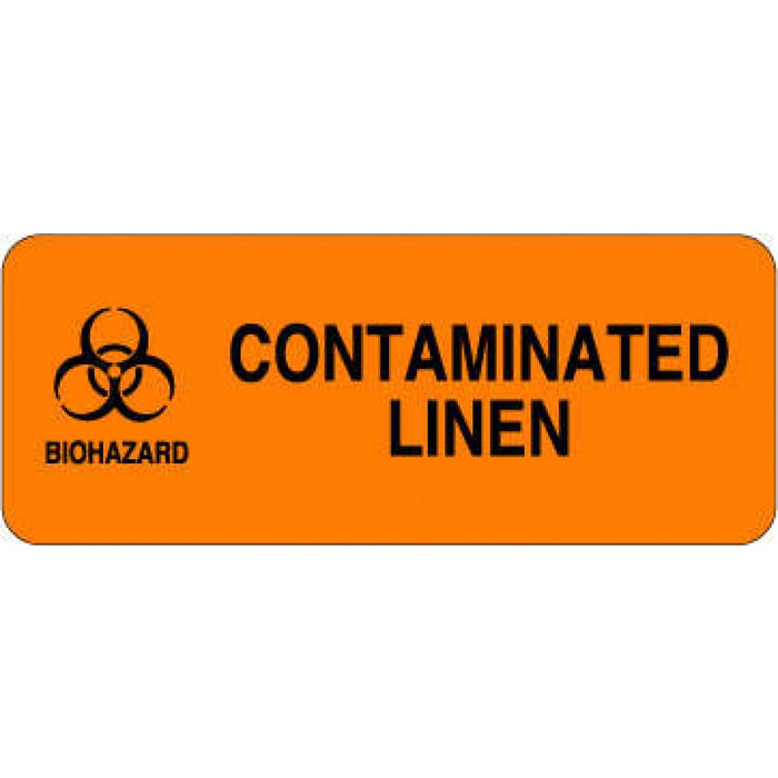 Hazard Label (Paper, Permanent) Biohazard Contaminated 5" X 2" Fluores ...