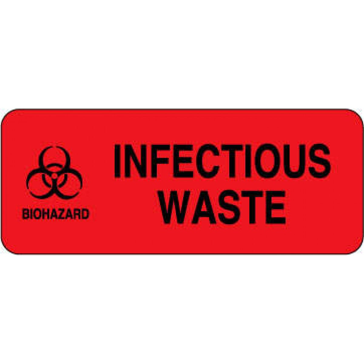 Hazard Label (Paper, Permanent) Biohazard Infectious 5" X 2" Fluoresce ...