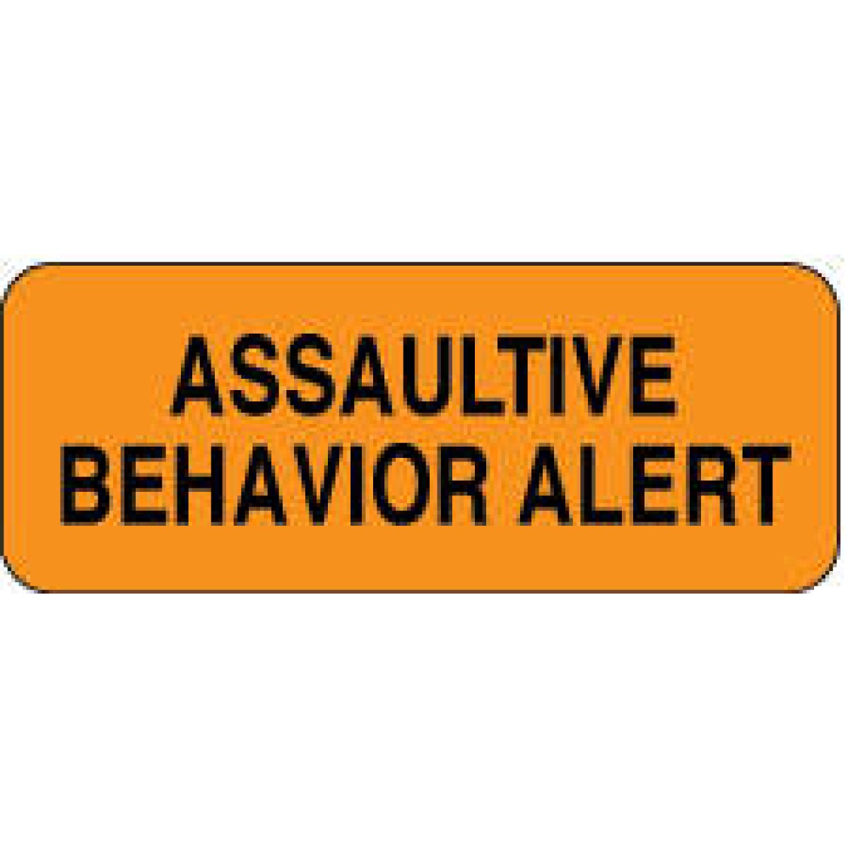 Label Paper Permanent Assaultive Behavior 2 1/4" X 7/8" Fl. Orange 100 ...