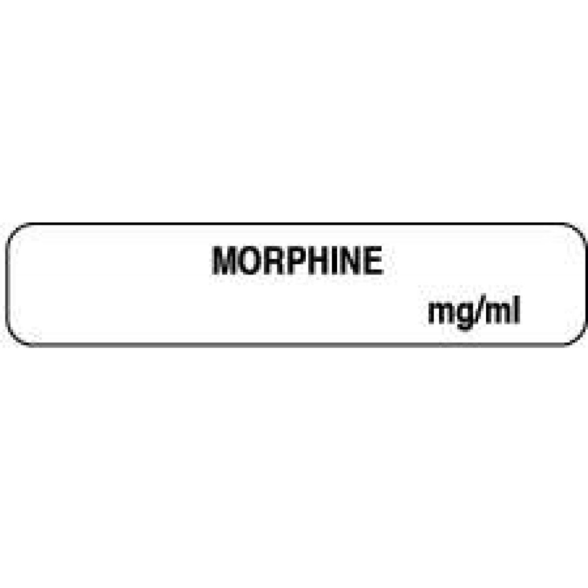 Anesthesia Label (Paper, Permanent) Morphine Mg/Ml 1 1/2" X 1/3" White ...
