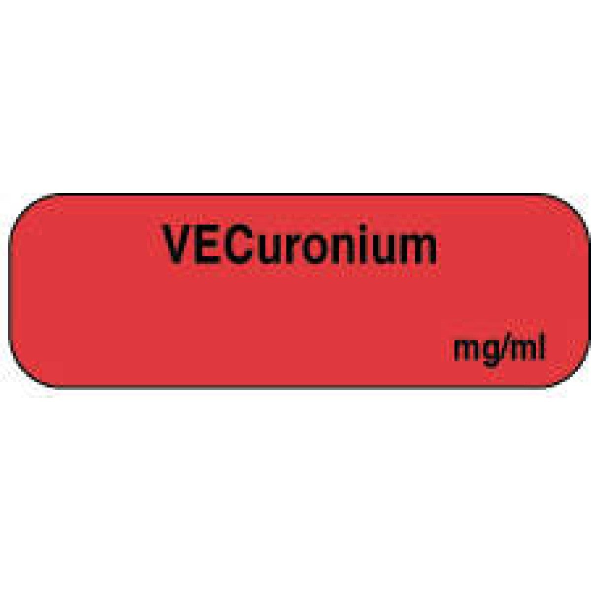 Anesthesia Label Tall-Man Lettering (Paper, Permanent) Vecuronium Mg/M ...