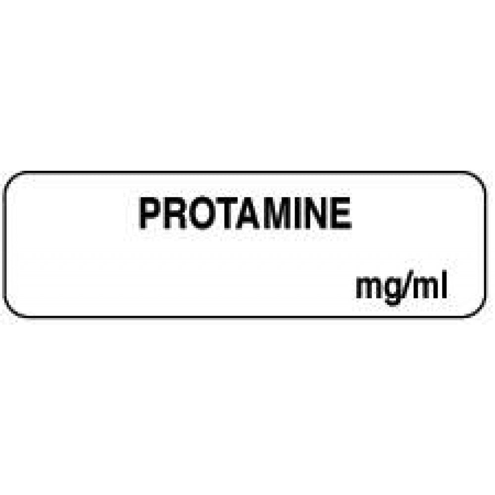 Anesthesia Label (Paper, Permanent) Protamine Mg/Ml 1 1/4" X 3/8" Whit ...