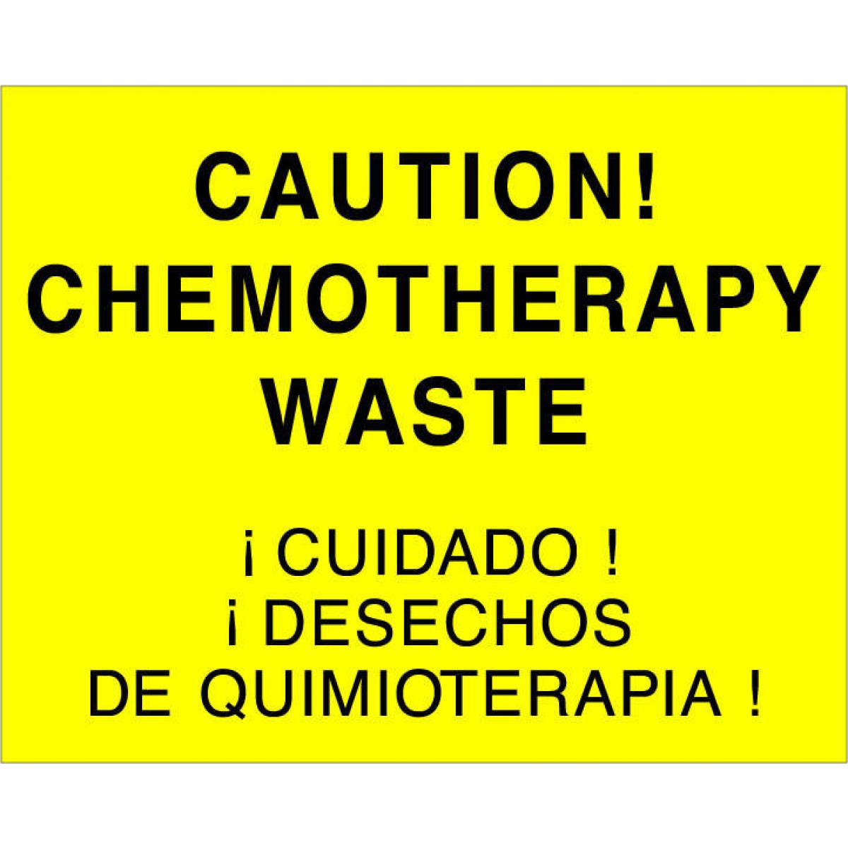 Label Paper Permanent Caution! Chemotherapy 10" X 8" Yellow 50 Per Pac ...