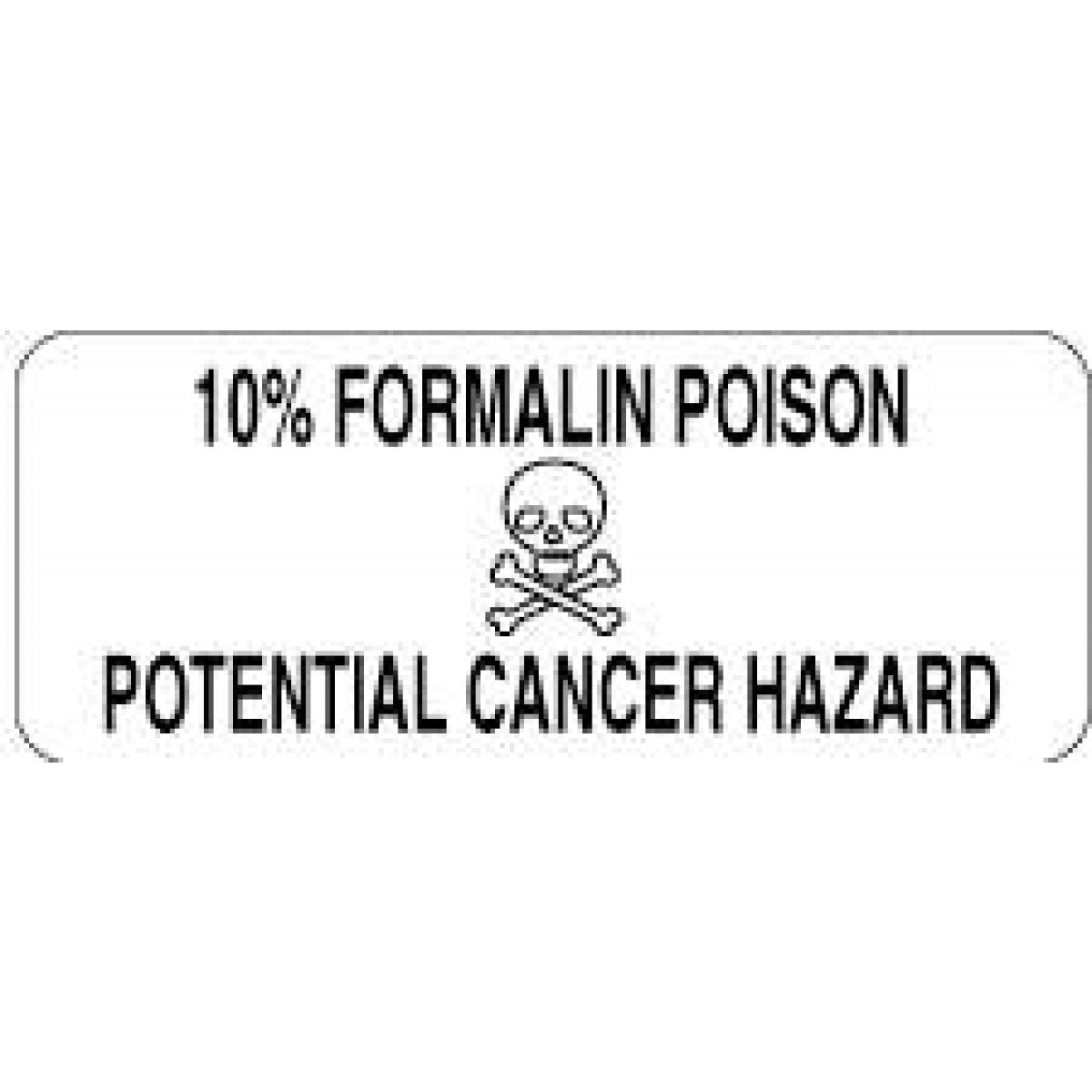 Hazard Label (Paper, Permanent) 0.1 Formalin Poison 2 1/4" X 7/8" Whit ...