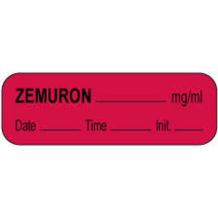 Anesthesia Label With Date, Time & Initial (Paper, Permanent) Zemuron ...