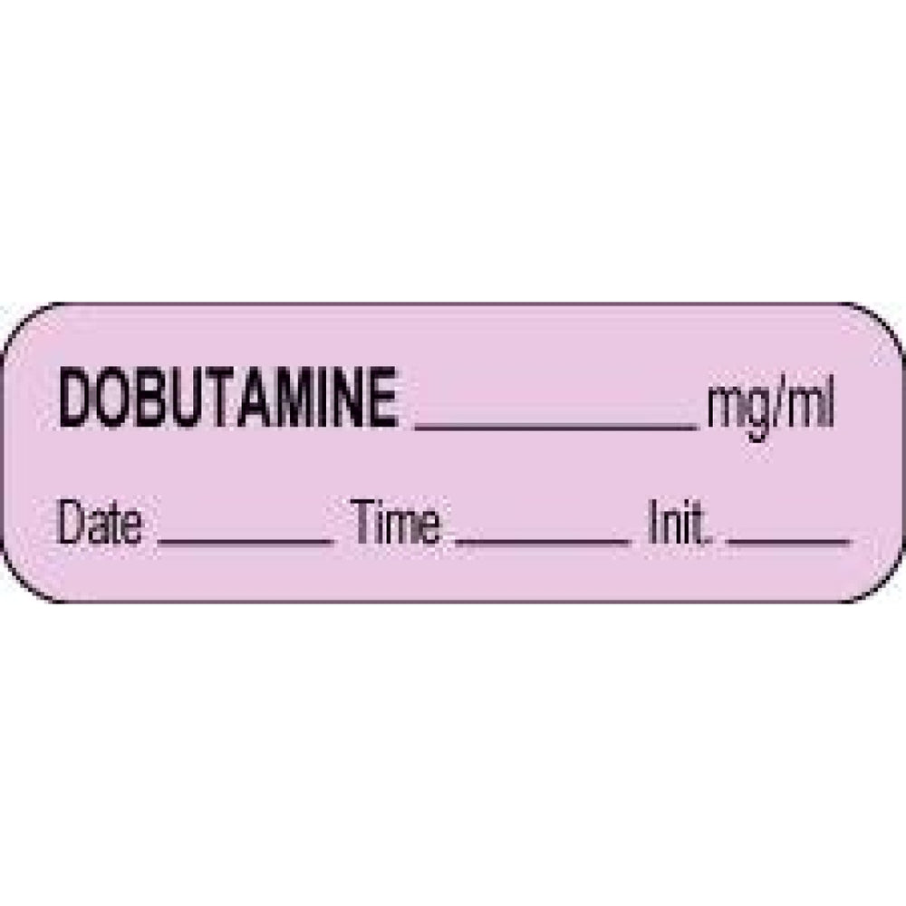 Anesthesia Label With Date, Time & Initial (Paper, Permanent) Dobutami ...