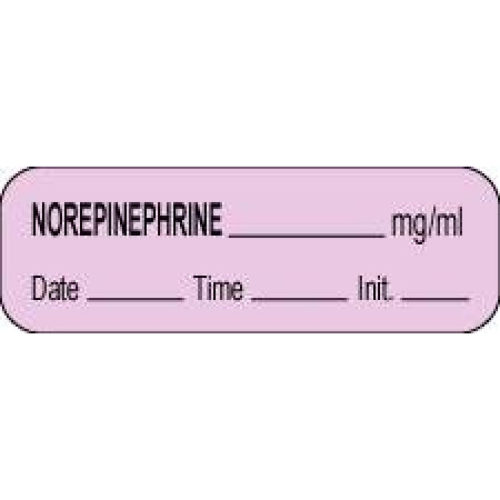 Anesthesia Label With Date, Time & Initial (Paper, Permanent) Norepine ...