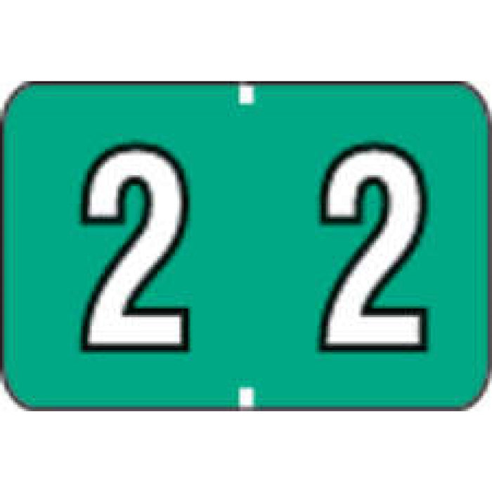 Colwell Compatible Jewel Tone Color Code Label Numeric "2" 1 1/2X1 Gre ...