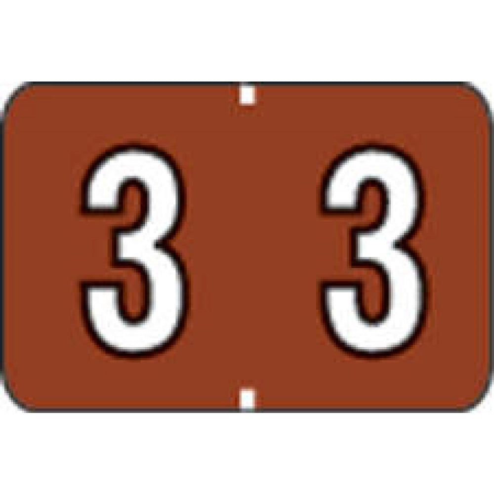 Colwell Compatible Jewel Tone Color Code Label Numeric "3" 1 1/2X1 Bro ...