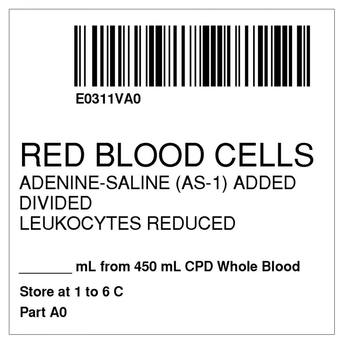 Label, Isbt 128, Synthetic, Permanent, "Red Blood Cells Adenine", 2 X ...