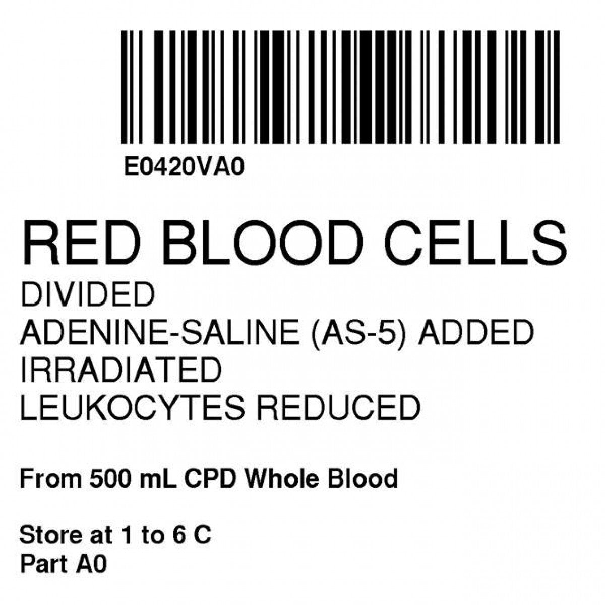 Isbt 128 Label (Synthetic, Permanent) "Red Blood Cells'' 2" X 2" White ...