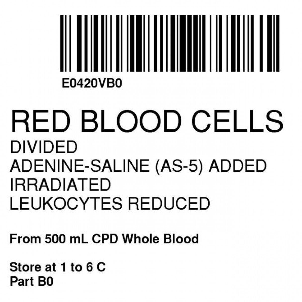 Isbt 128 Label (Synthetic, Permanent) "Red Blood Cells'' 2" X 2" White ...