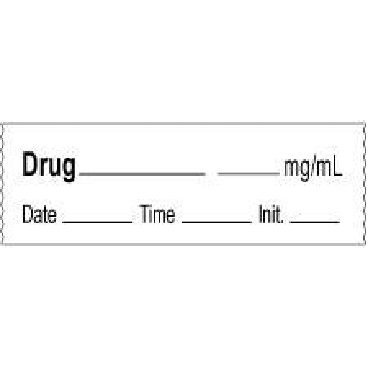 Anesthesia Tape With Date, Time & Initial (Removable) Drug Mg/Ml 1/2 ...