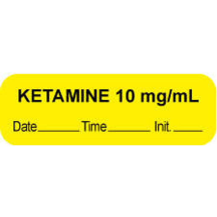 Anesthesia Label With Date, Time & Initial (Paper, Permanent) "Ketamin ...