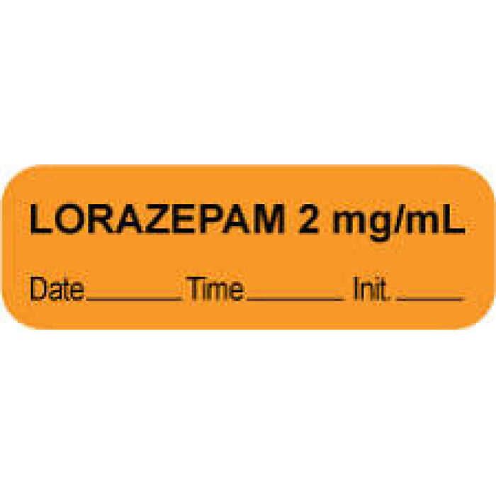Anesthesia Label With Date, Time & Initial (Paper, Permanent) "Lorazep ...