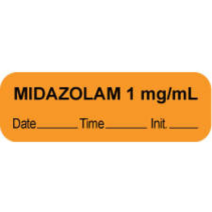 Anesthesia Label With Date, Time & Initial (Paper, Permanent) "Midazol ...