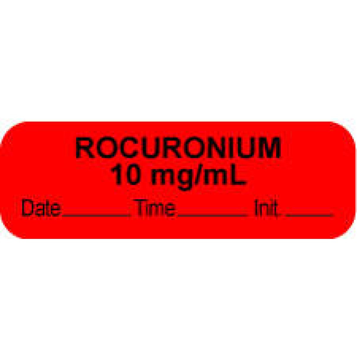 Anesthesia Label With Date, Time & Initial (Paper, Permanent) "Rocuron ...