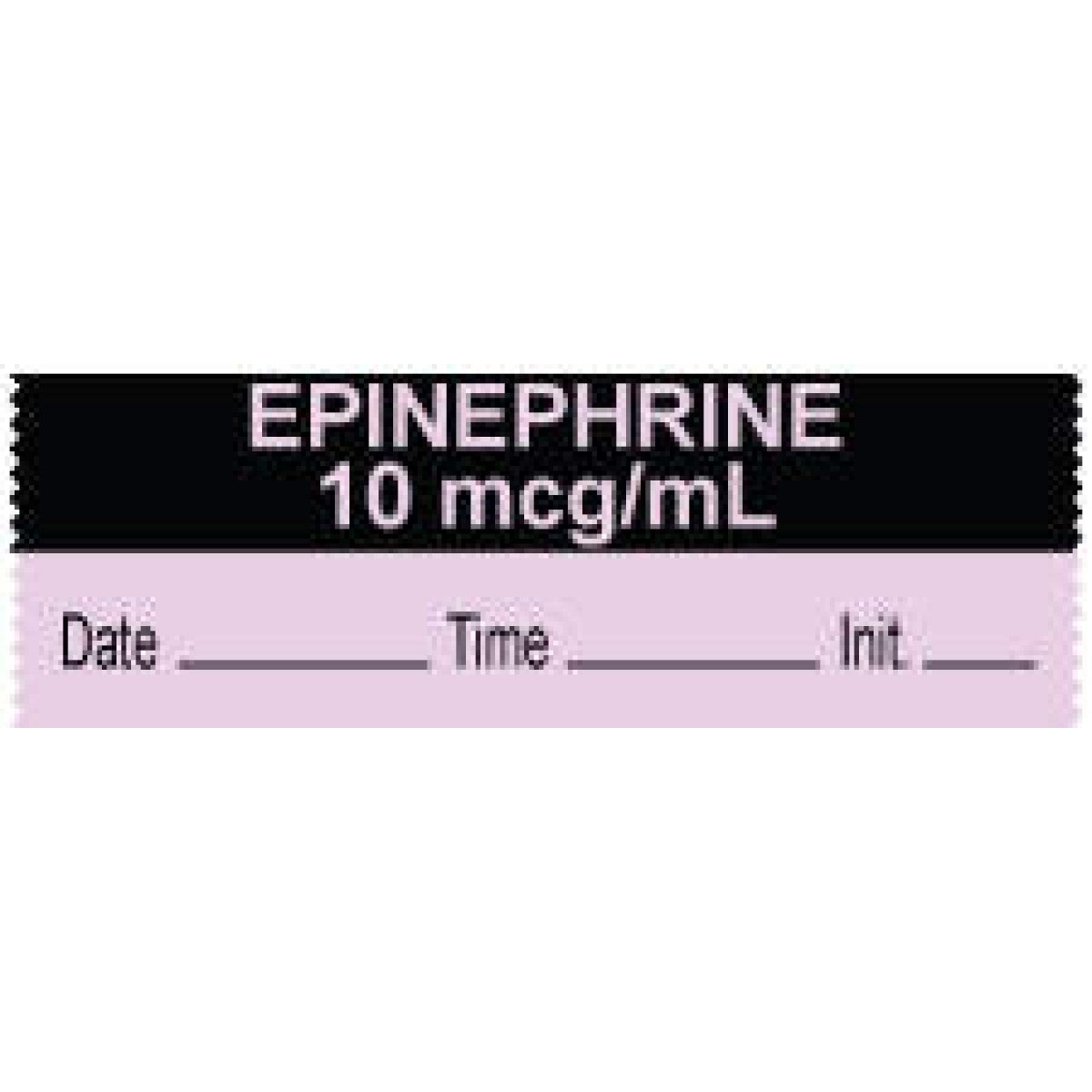 Anesthesia Tape With Date, Time & Initial (Removable) "Epinephrine 10 ...