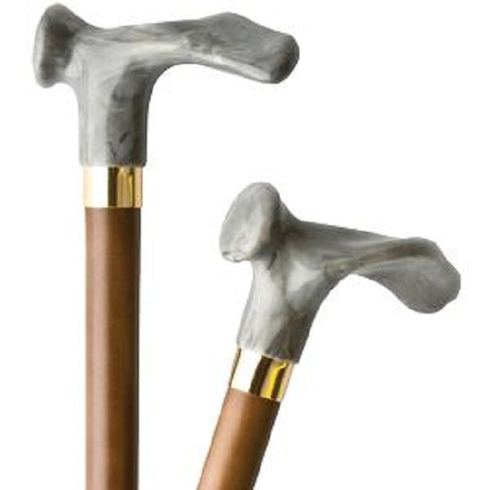 Alex Orthopedic Contour Left Handle Cane Walnut | Cane — Grayline Medical