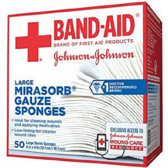 Systagenix Johnson & Johnson Band-Aid First Aid Mirasorb Gauze Sponge ...