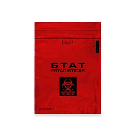 2-Pocket Zip-Closure Biohazard Specimen Bags 8" x 10" Opaque Red - STA ...
