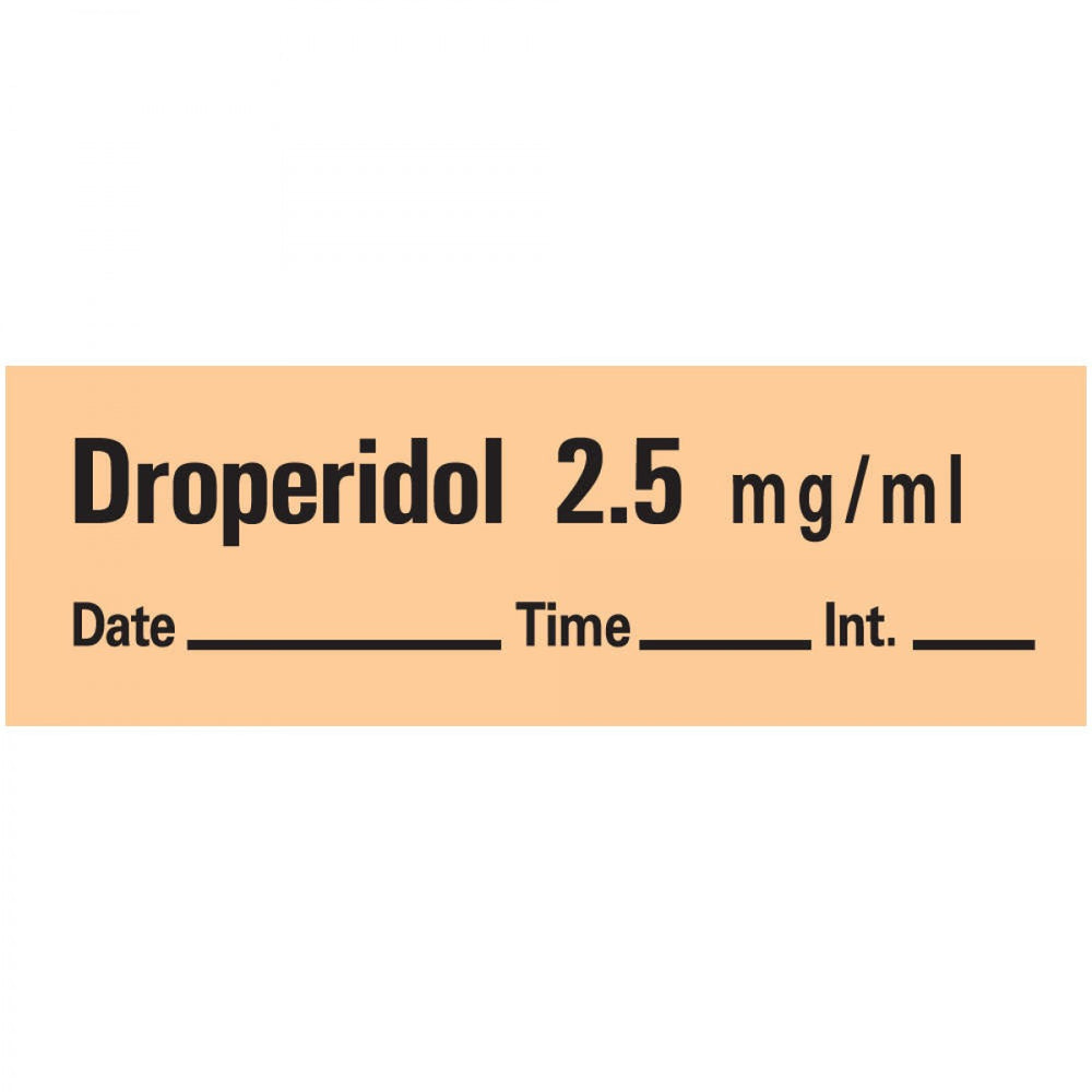 Anesthesia Tape With Date, Time & Initial (Removable) Droperidol 2.5 M ...