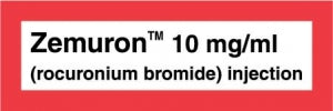 Medline Anesthesia Syringe Labels - Zemuron 10 mg / mL Rocuronium Brom ...