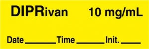 Medline Anesthesia Syringe Labels - Diprivan Yellow 10 mg / mL Tape ...