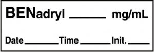 Medline Anesthesia Syringe Labels - Benadryl White mg / mL Tape - ATX9 ...