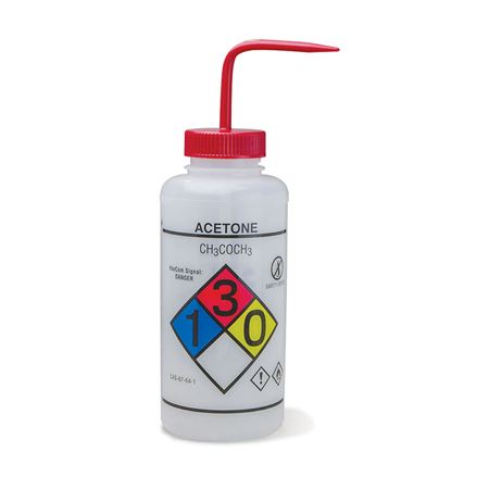 1000mL Vented RTK GHS Wash Bottle Acetone — Grayline Medical