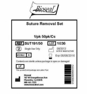 Bioseal Suture Kits - SET, SUTURE LF - SUT191-50 — Grayline Medical