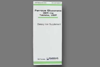 Perrigo Pharmaceuticals Iron Supplement Ferrous Gluconate Tablets 324m ...