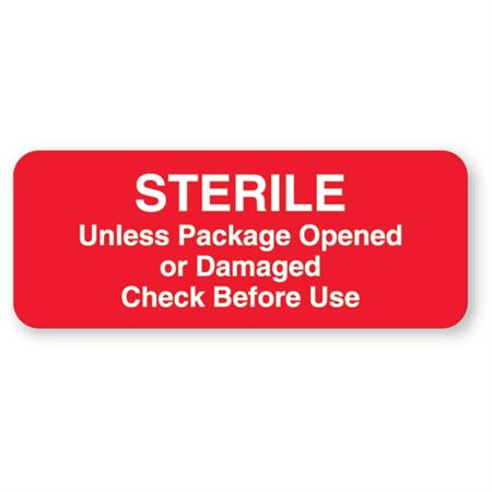 Disinfection Labels Sterile Unless Opened Labels - Red - 2.25"W x 0.87 ...