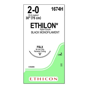 Ethicon Ethilon Nylon Sutures - SUTURE, ETHILON, MONO, BLACK, 2/0, 30 ...