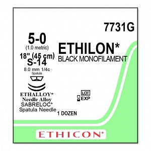 Ethicon Ethilon Nylon Sutures - SUTURE, ETHILON, MONO, BLK, 5/0, 18, S ...