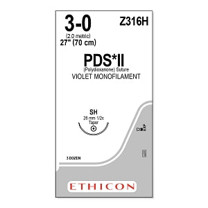 Ethicon PDS II Violet Sutures - SUTURE, 3/0 27 PDS II VIO MONO SH, VA — Grayline Medical