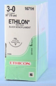 Ethicon Reverse Cutting Ethilon Sutures - Black Ethilon 3-0 FSL 30" Su ...