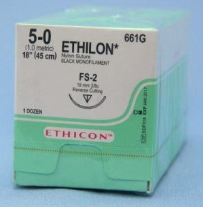 Ethicon Reverse Cutting Ethilon Sutures - Black Ethilon 5-0 FS-2 18" S ...