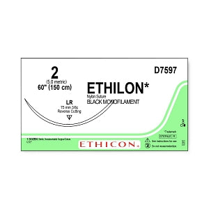 Ethicon Nonabsorbable Suture - Ethilon Suture, LR, D-Pack, NO, Size 2 ...