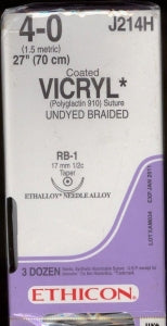 Ethicon Taper Point Vicryl Synthetic Absorbable Sutures - Undyed Coate ...