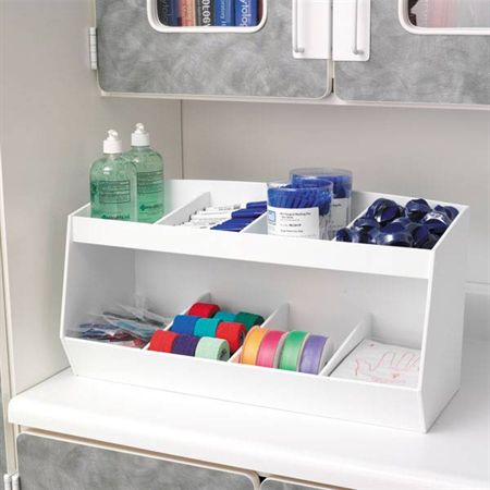 Fixed Compartment Bench Bin 5 Bins and 1 Shelf - 12"W x 10"D x 16"H ...