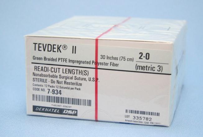 Teleflex Medical Tevdek Sutures - Tevdek PTFE Suture, White, Size 4-0 ...