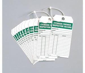 Lab Safety Supply Eyewash and Shower Inspection Record Tag - Eyewash a ...