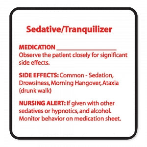 Briggs Medication Labels - Chemical Restraint Drug Label, Sedative / T ...