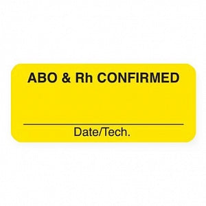 MarketLab Blood Bank Labels - LABEL, ABO / RH CONFIRMED, YELLOW - 0339 ...