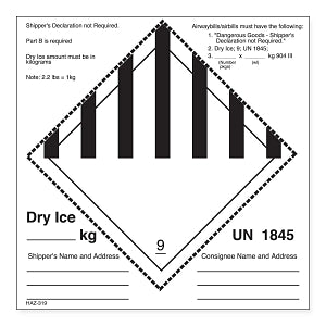 Marketlab Transport Label - LABEL, DRY ICE UN1845 - 2613 — Grayline Medical