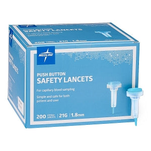 Medline Safety Lancets - Safety Lancet with Push-Button Activation, 21 ...