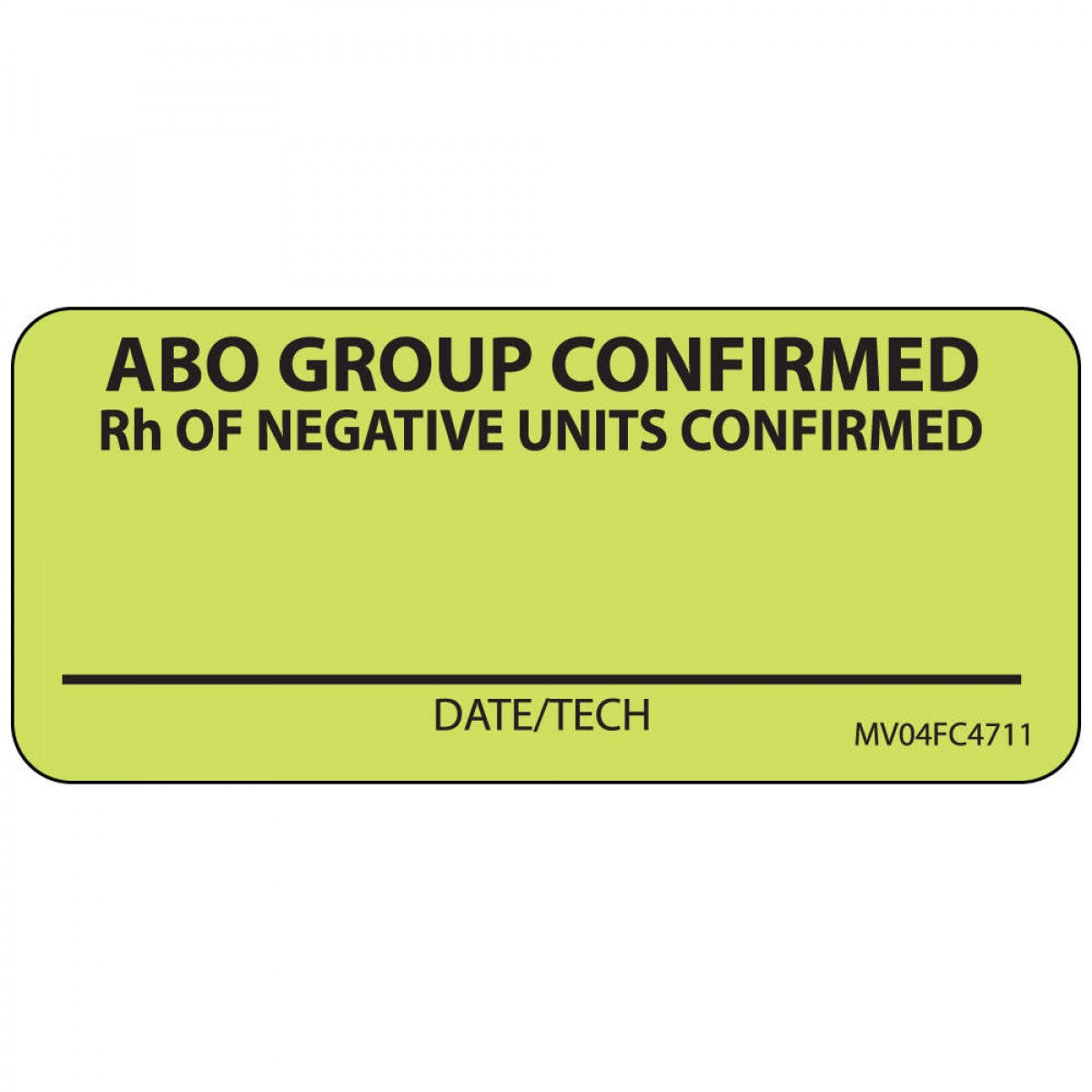Lab Communication Label (Paper, Removable) Abo Group Confirmed 2 1/4 ...