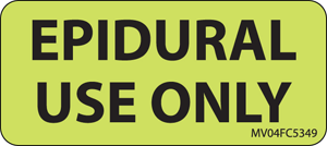 Label Paper Removable Epidural Use Only 1" Core 2 1/4" X 1 Fl. Chartre ...